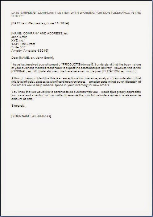 Late Delivery Warning Letter