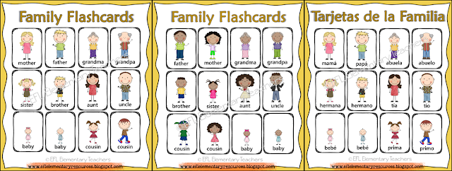 EFL Elementary Teachers: Family Flashcards and Worksheets for ESL students