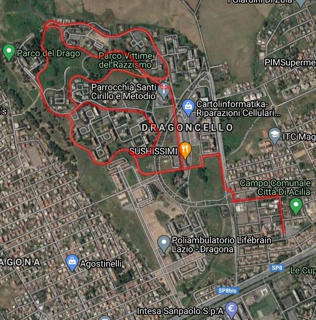 Ciclabili a Roma - piste ciclabili e ciclopedonali: (10) Dragoncello