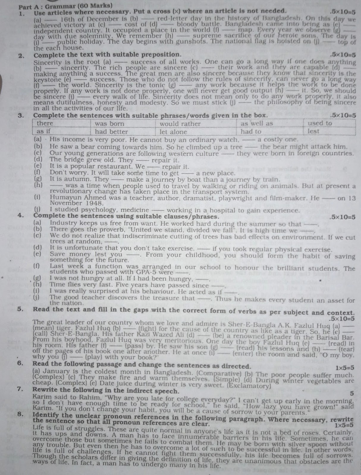 HSC English 2nd Paper Exam Question 04 HSC English 2nd Paper Exam Question 04