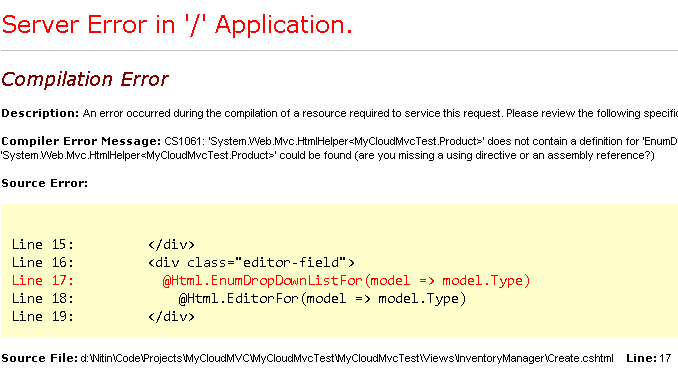 C Sql Jquery Etc Mvc Cs1061 System Web Mvchelper Does Not Contain A