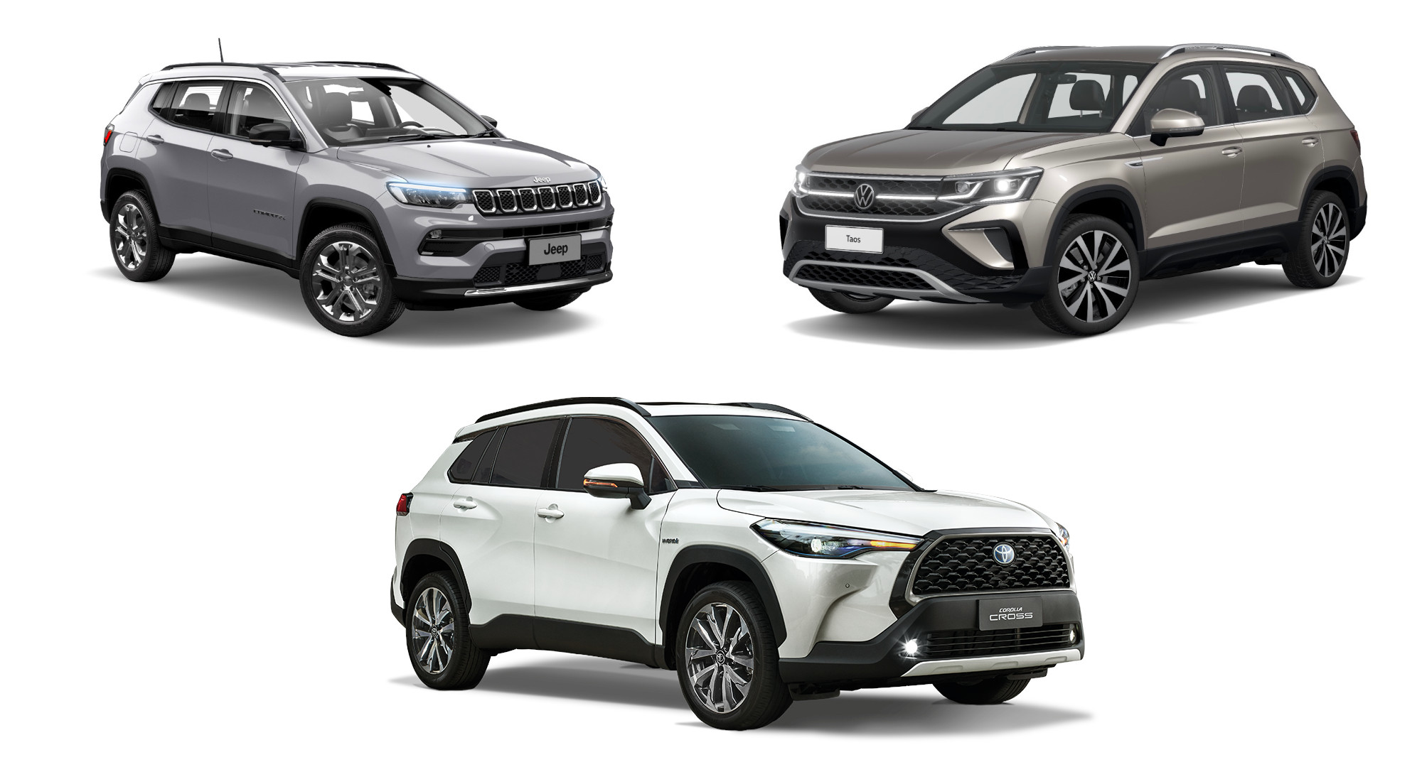 Comparativa: Jeep Compass vs. Toyota Corolla Cross vs. Volkswagen Taos ...