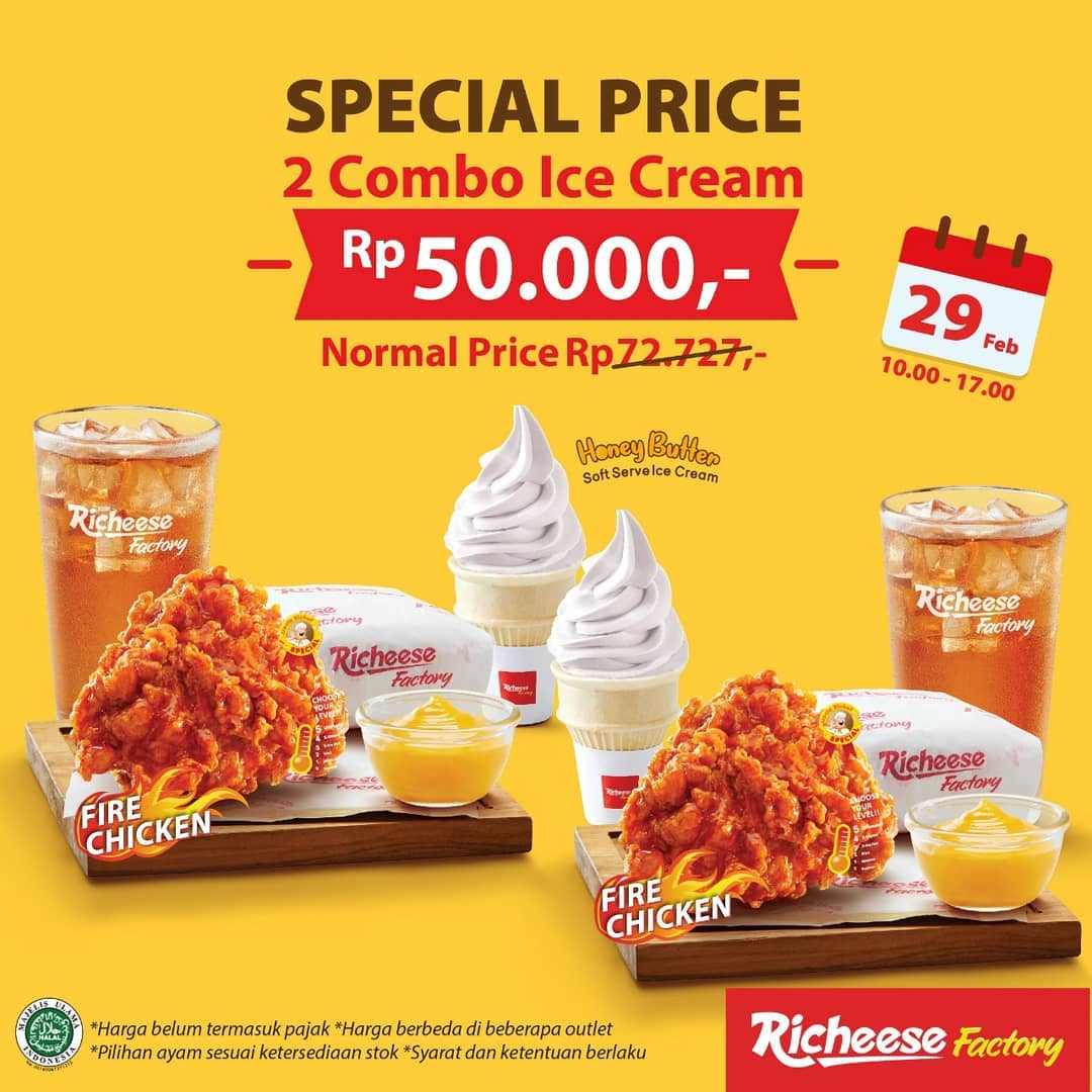 Promo Richeese Factory Special Price 2 Combo Ice Cream Rp.50Ribu ...