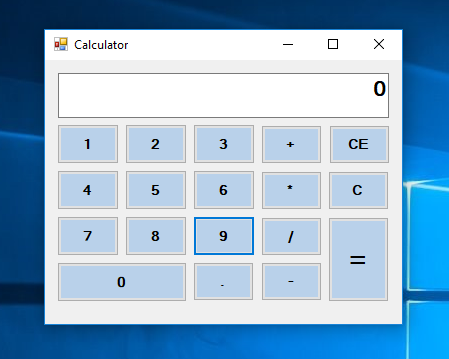 Simple Calculator app using C# with Codes.