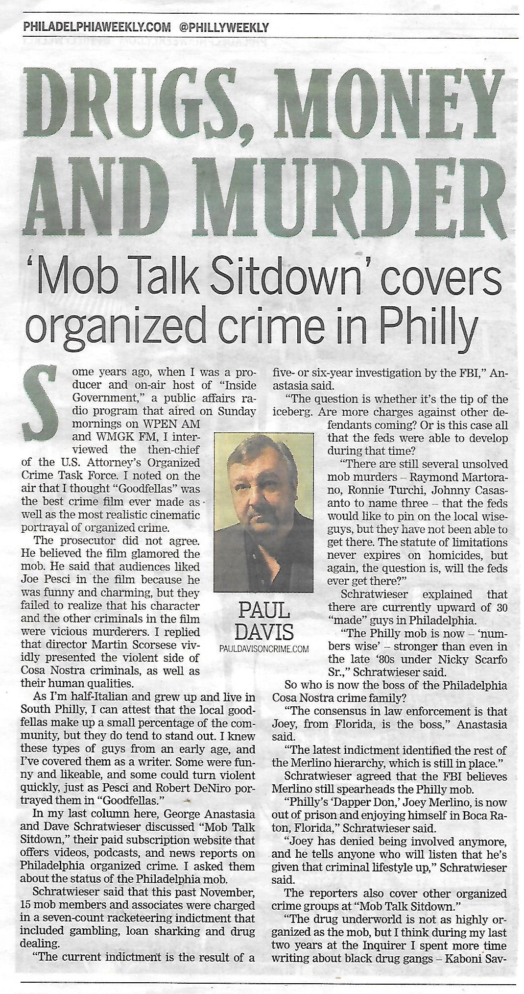 Paul Davis On Crime: Drugs, Money And Murder: My Philadelphia Weekly ...