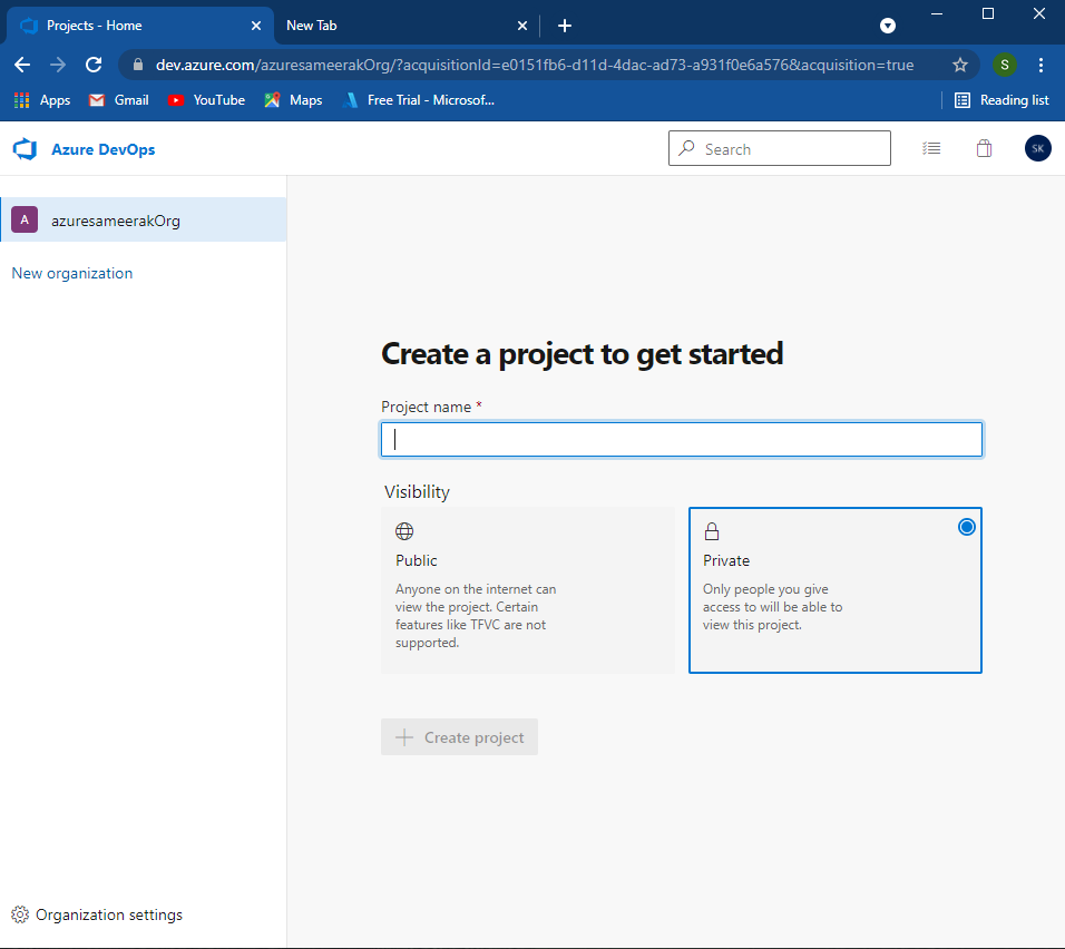 Creating a Microsoft Azure DevOps account