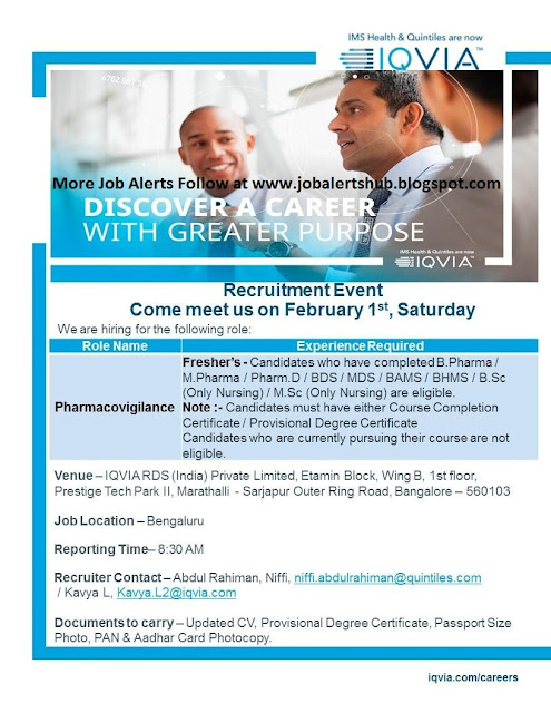 IQVIA - Walk-In Drive for Freshers - Pharmacovigilance - B.Pharm, M ... IQVIA - Walk-In Drive for Freshers - Pharmacovigilance - B.Pharm, M ...