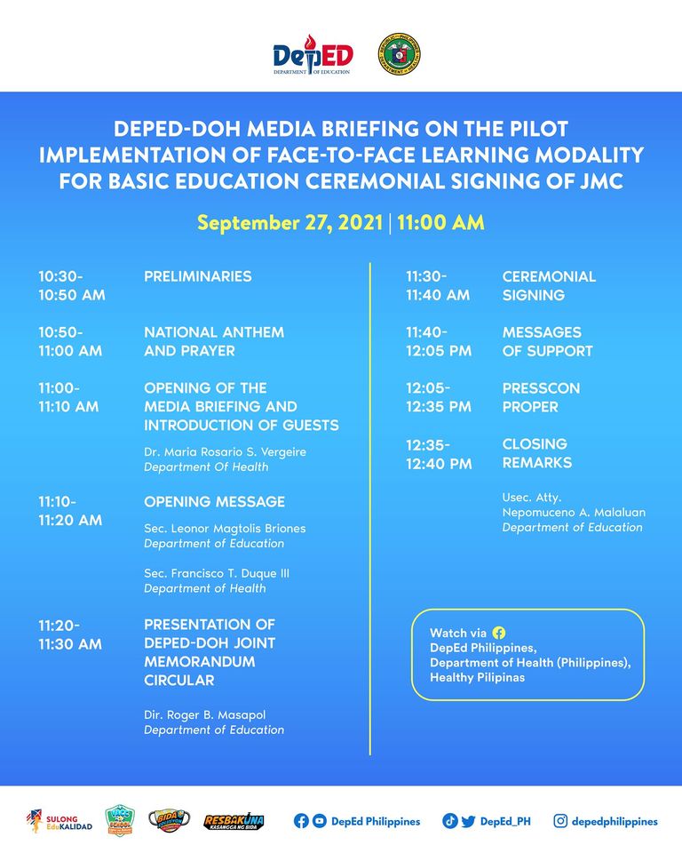 WATCH DEPED-DOH MEMORANDUM CIRCULAR CEREMONIAL SIGNING on the Pilot ...