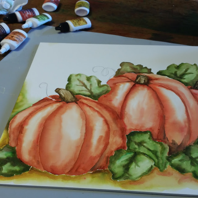 Ken's World in Progress: Watercolor Pumpkin Patch