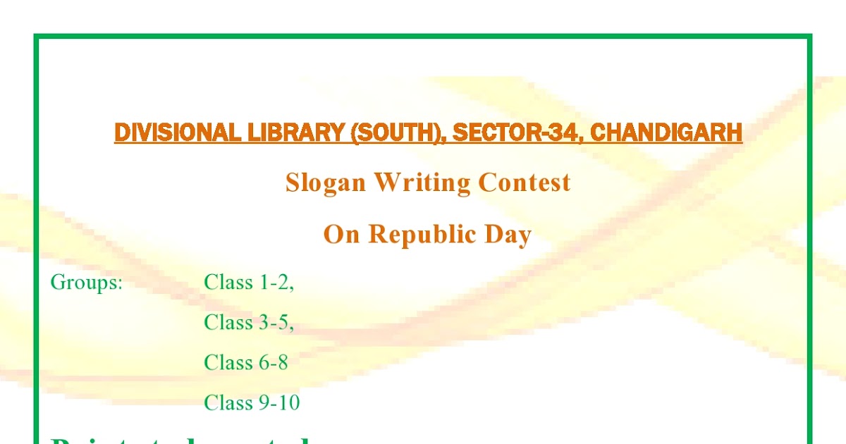 DIVISIONAL LIBRARY (South) BLOG: Slogan Writing Contest