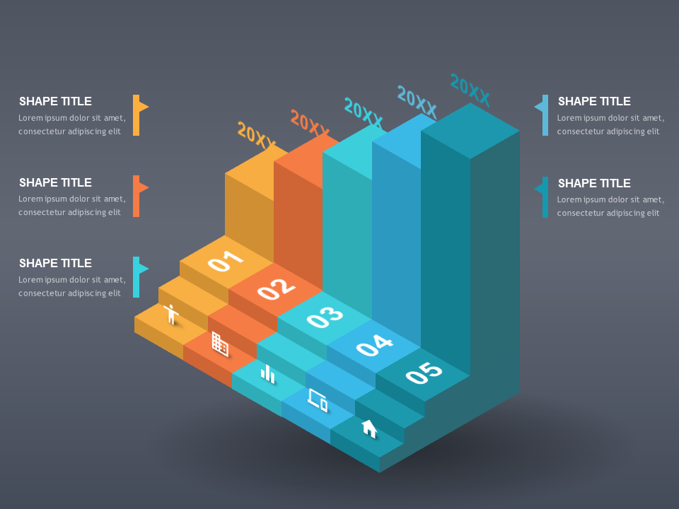 3D Step Stair Graph PowerPoint Templates - PowerPoint Free