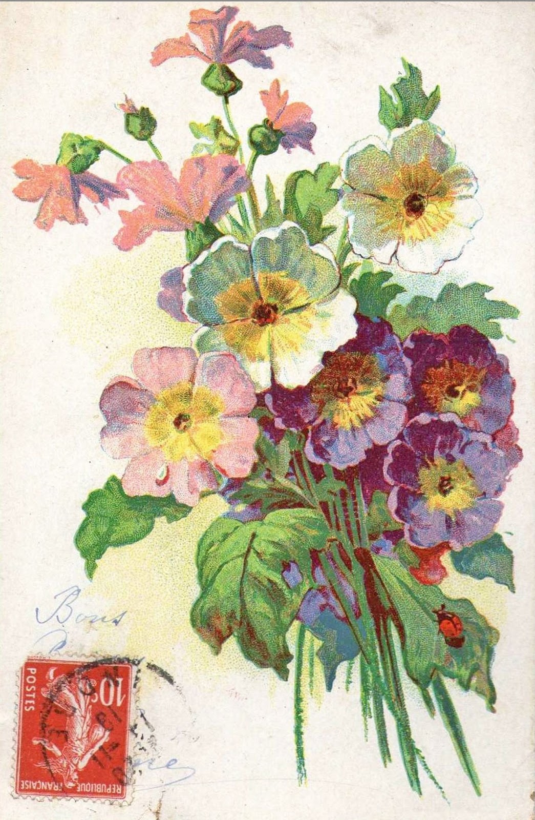 The Artzee Blog: Floral Card with Stamp Ephemera