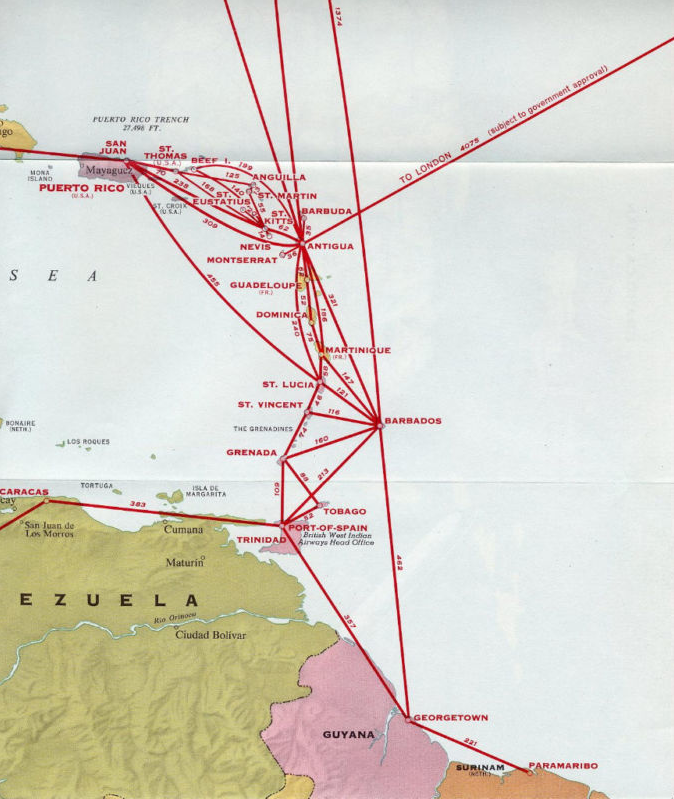 The Timetablist: BWIA: Caribbean Network, 1967.