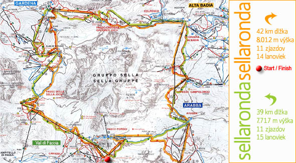 Lyžovanie Val di Fassa: Sella Ronda - oranžová