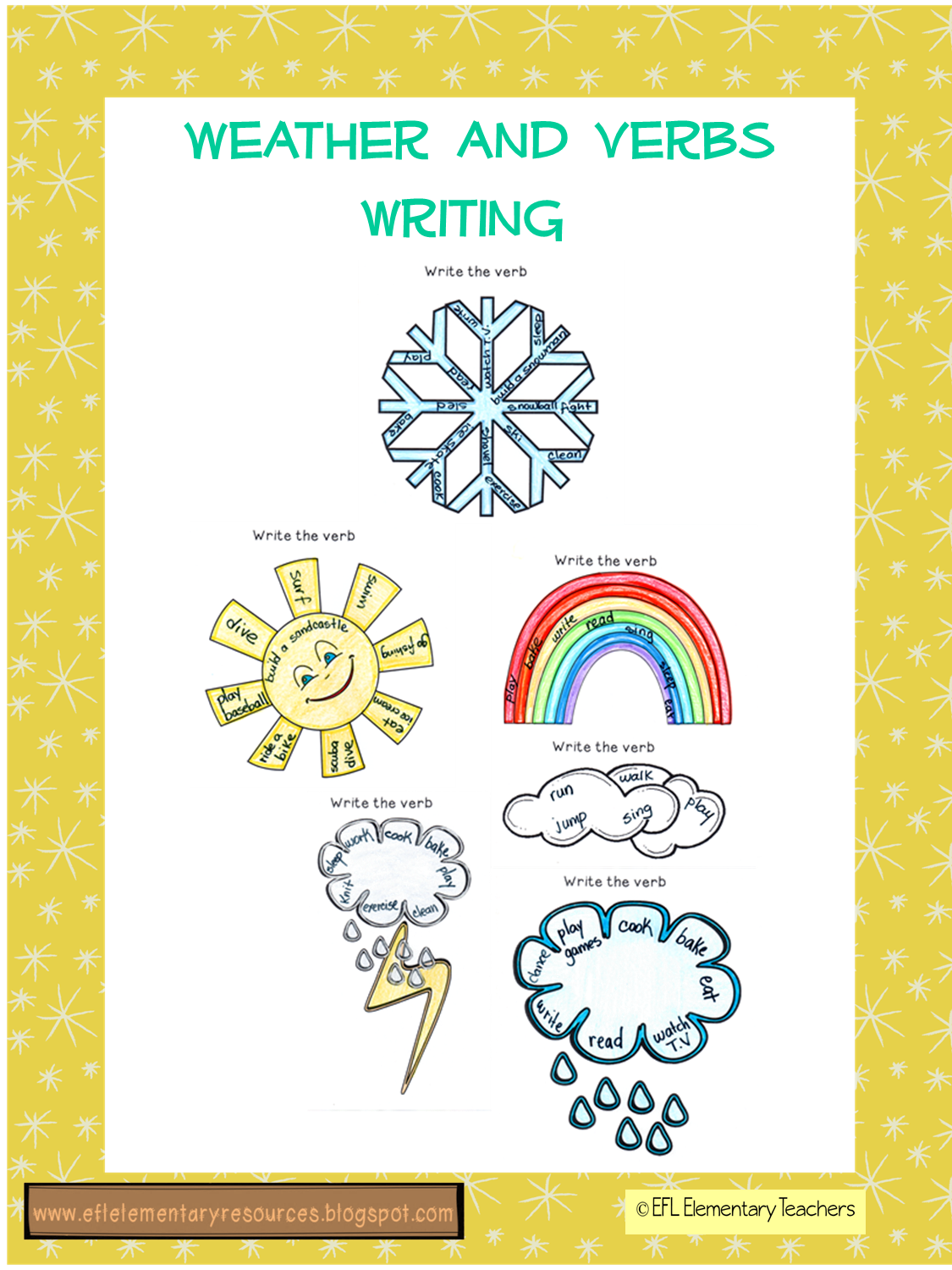 EFL Elementary Teachers: ESL Weather and Action Verbs