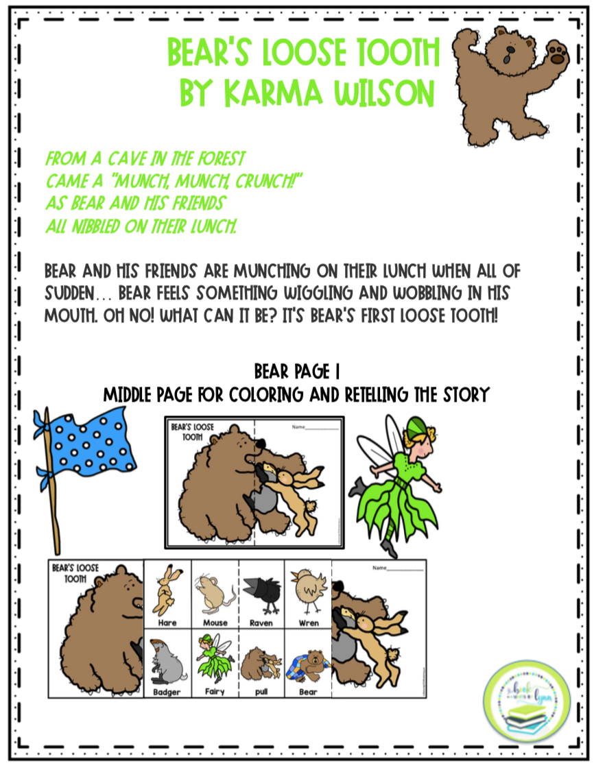 BEAR'S LOOSE TOOTH BOOK CRAFT ~ Book Units by Lynn