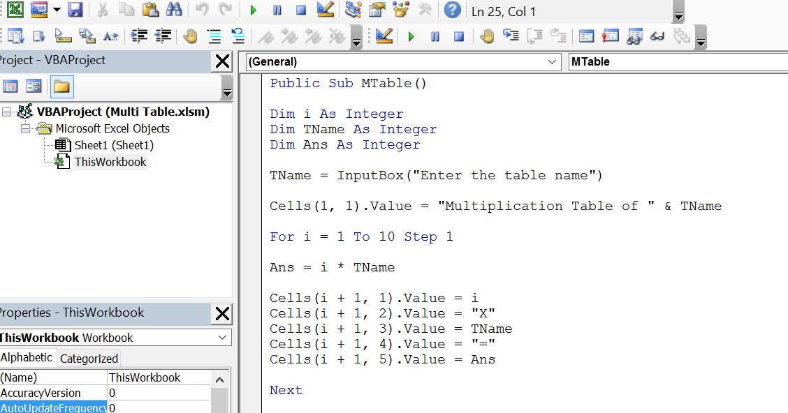 Excel Macro VBA Excel Macro VBA Exercise 01 Multiplication Table Excel Macro VBA Excel Macro VBA Exercise 01 Multiplication Table