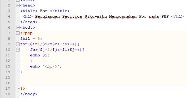 Tutorial Membuat Perulangan Segitiga siku-siku Menggunakan "For dan While" Pada PHP ~ Blognya ...