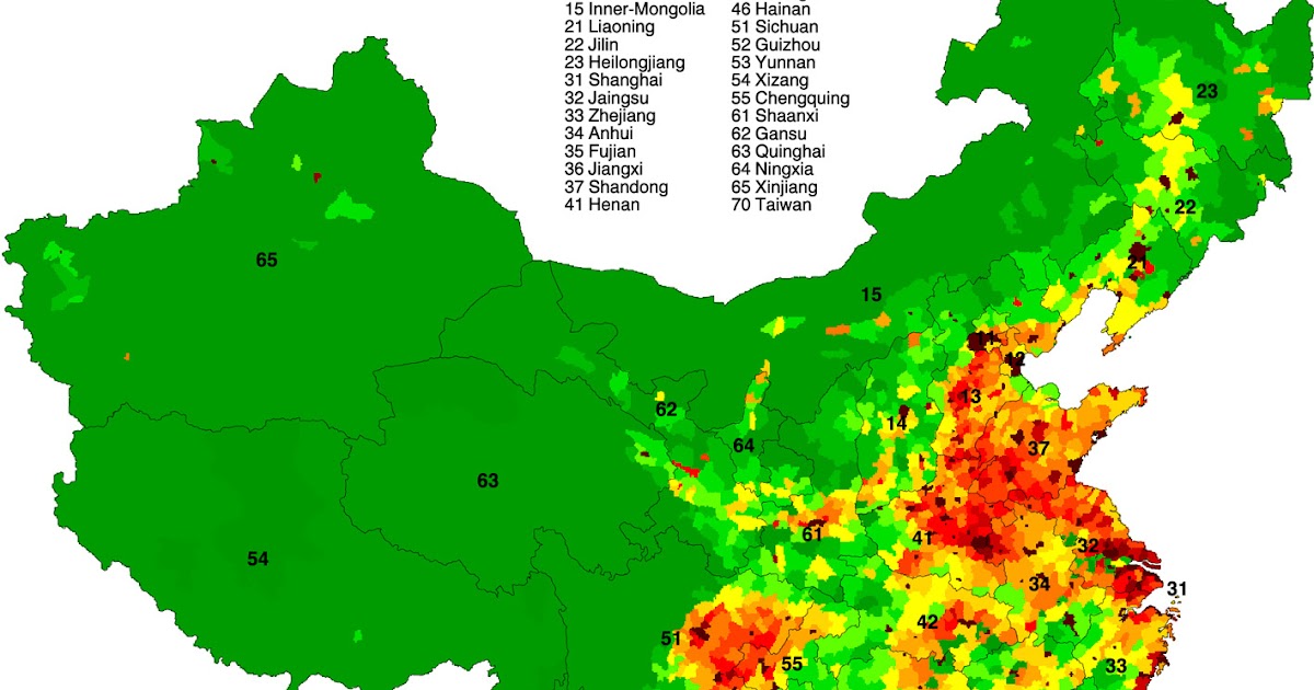 Population density map of China - Vivid Maps