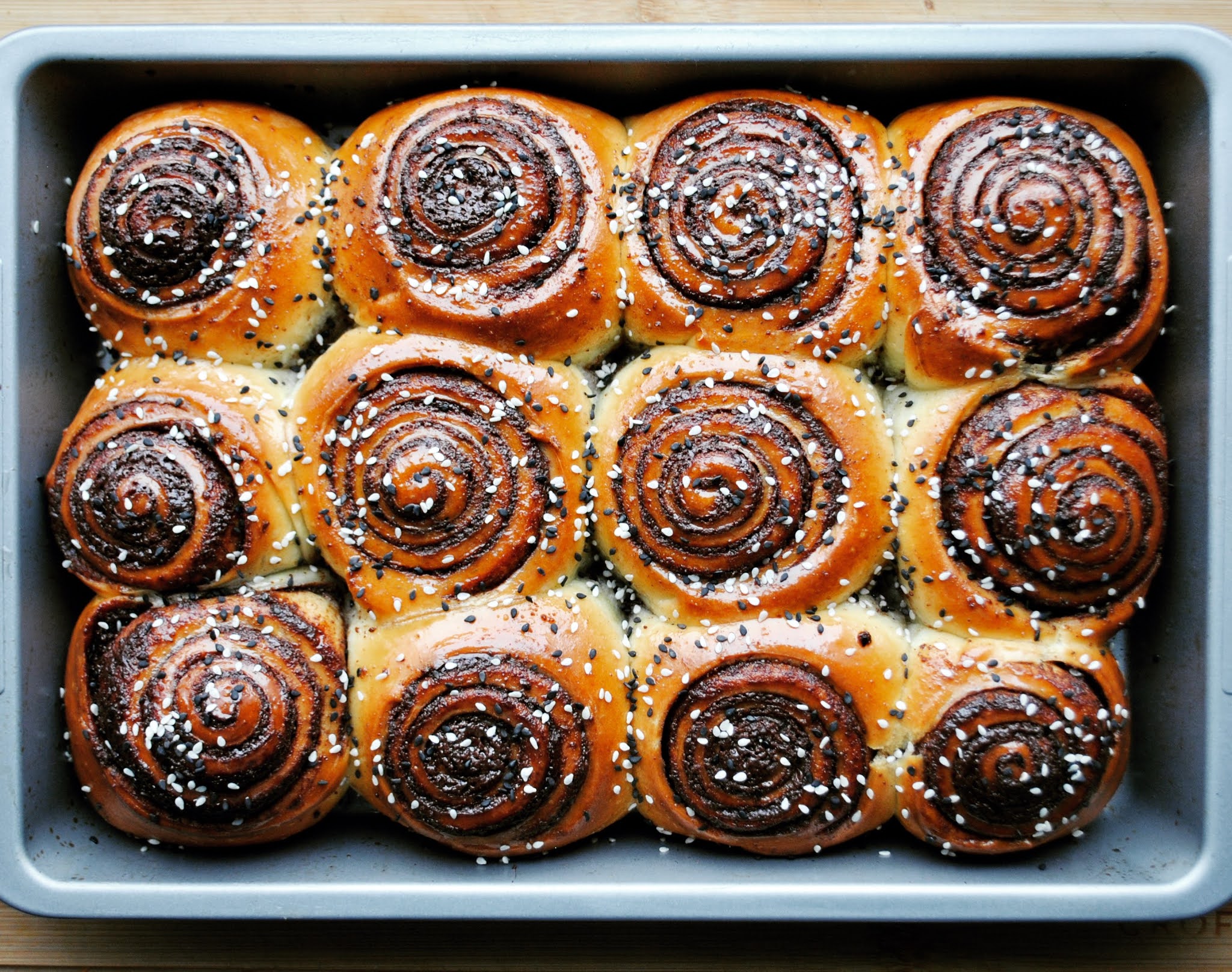 1% ∞: Chocolate Tahini Babka Buns