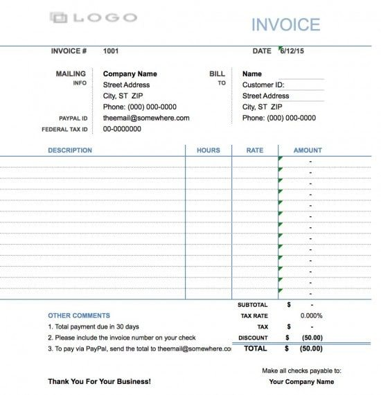 Hourly Invoice Template Word - Invoice Template
