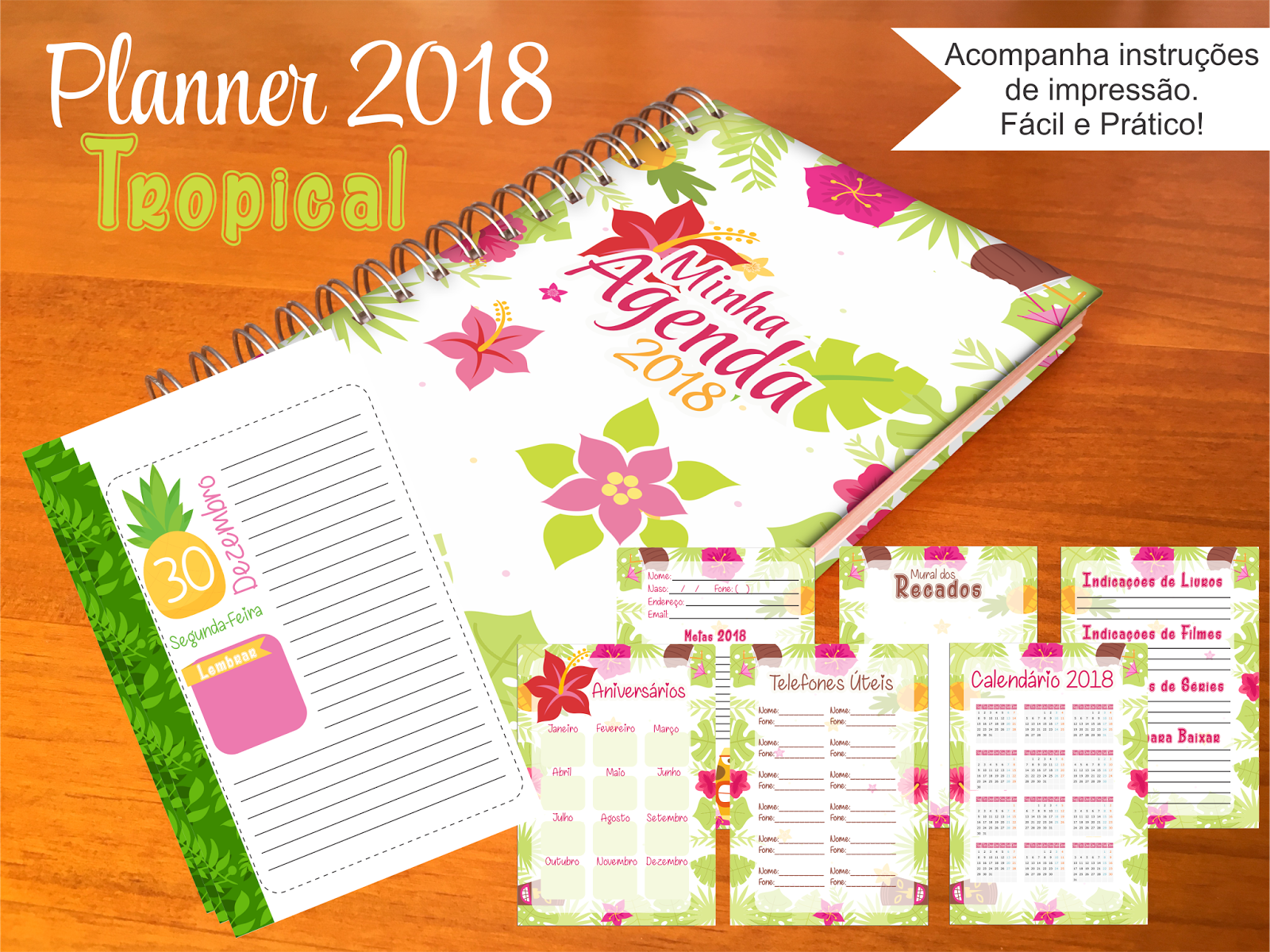 Planner 2018 Tropical Freebie | Tay Pilati Scrap