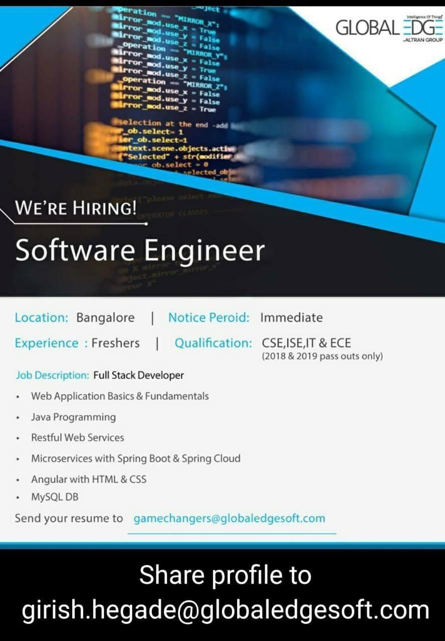 Freshers Jobs 29th July 2020 - IT Freshers Jobs