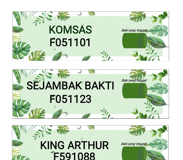 Label buku teks Tema daun ~ SPBT SMAKT