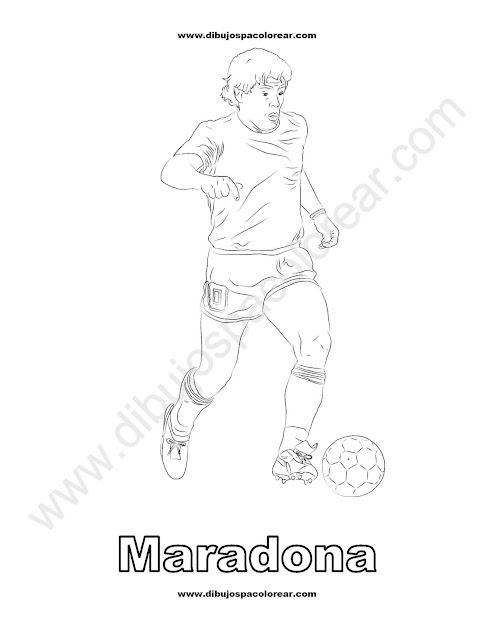 Maradona Futbolista dibujo para colorear