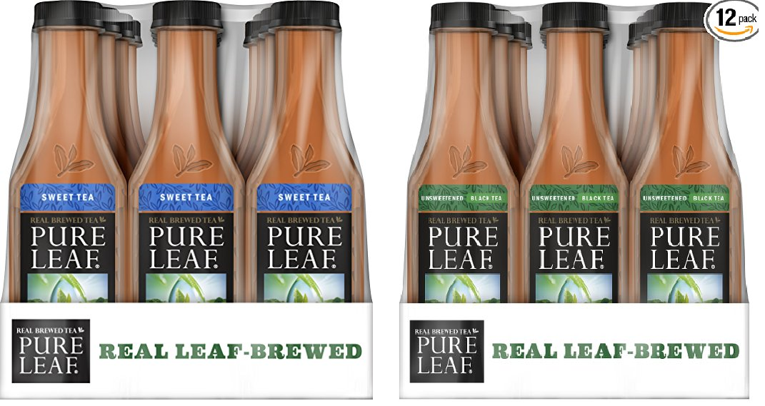 12 Bottles of 18.5oz Pure Leaf Unsweetened or Sweet Tea, Real Brewed ...