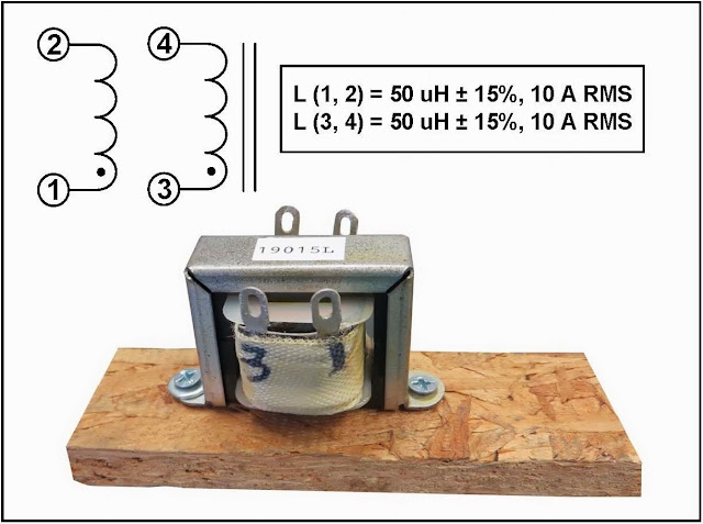 L/C Magnetics: Coupled Inductor, 50 uH, 10 A RMS, 20 kHz, P/N 19015L