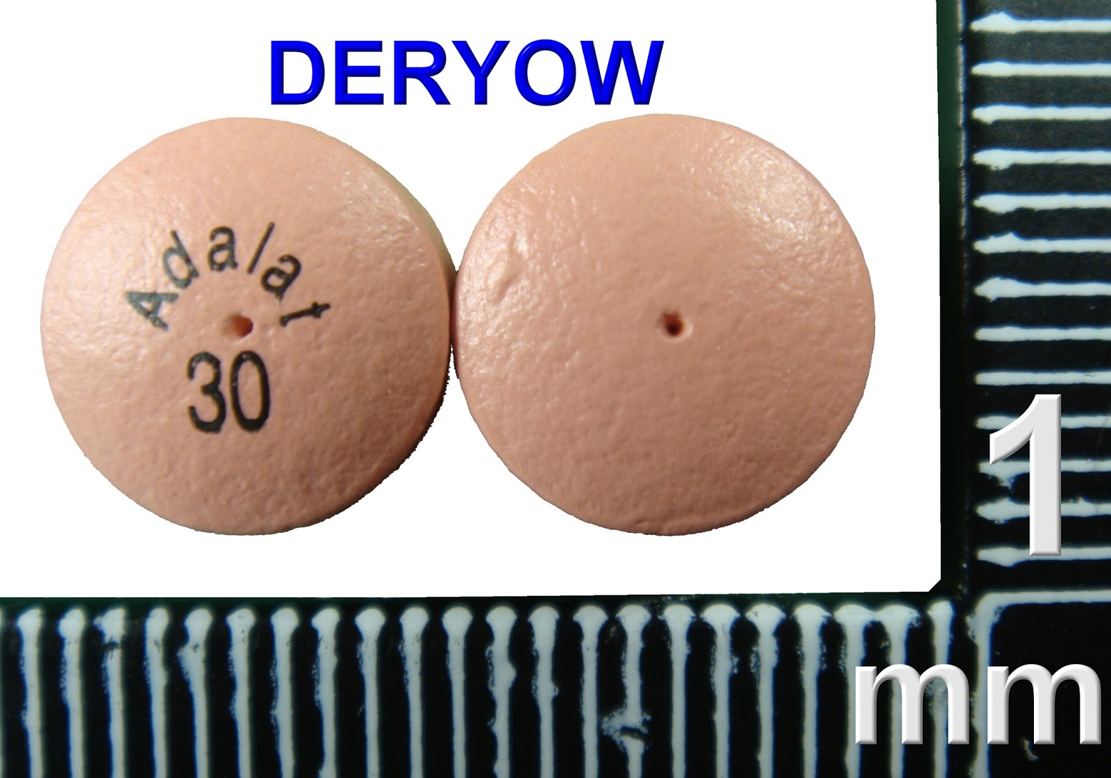 德佑藥局藥袋資訊暨藥品外觀分享: BA22951100 ADALAT OROS 30mg TAB〝拜耳〞NIFEDIPINE 冠達悅歐樂持續性 ...