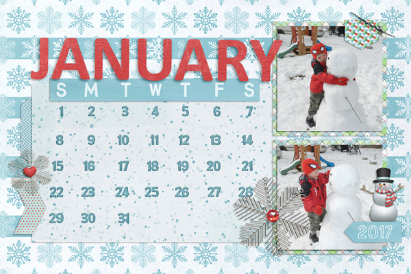 January Calendar, 1-10 Templates and Overlays / Scrapping with Liz