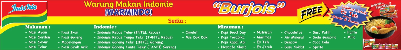 1. Banner Warung Burjo Ukuran 400 cm X 50 cm