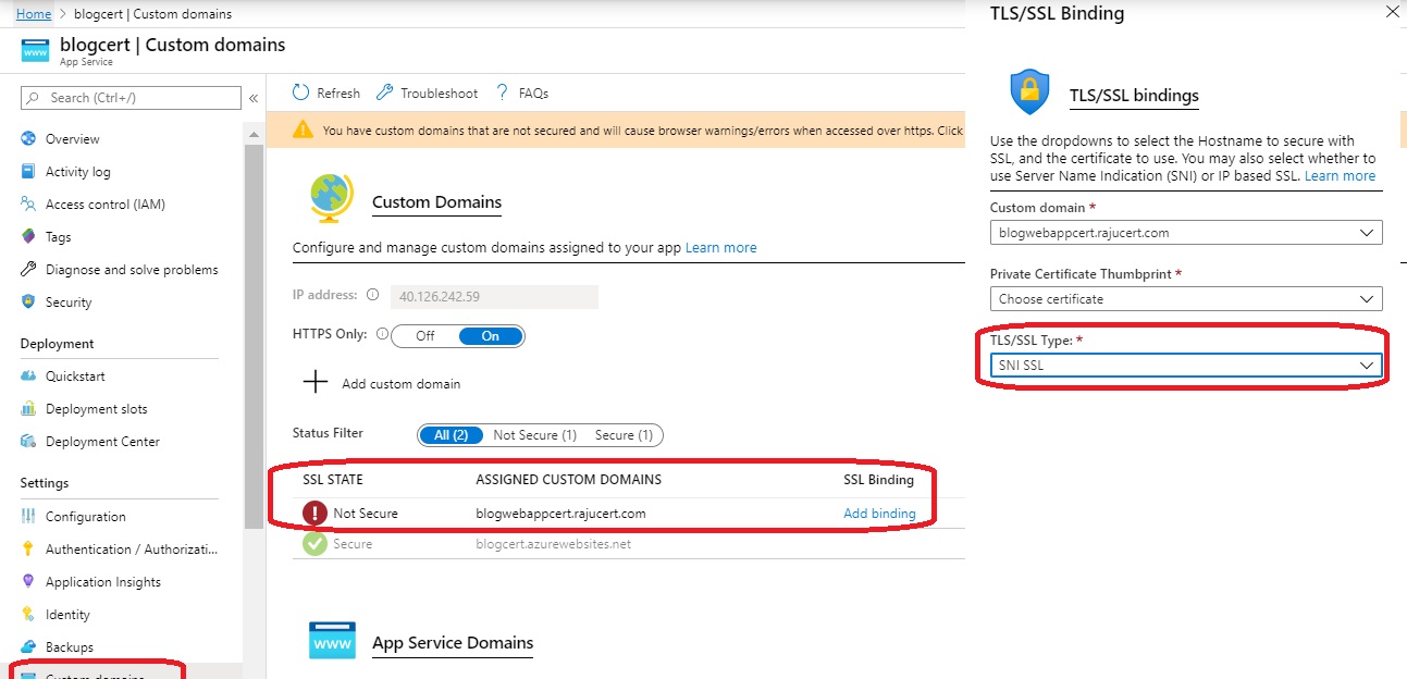 Configuring free HTTPS(TLS/SSL) certificates on Azure App Service
