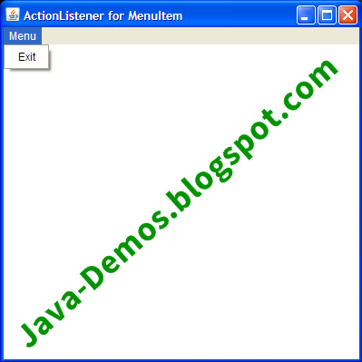 Using ActionListener for AWT MenuItem — Java Demos