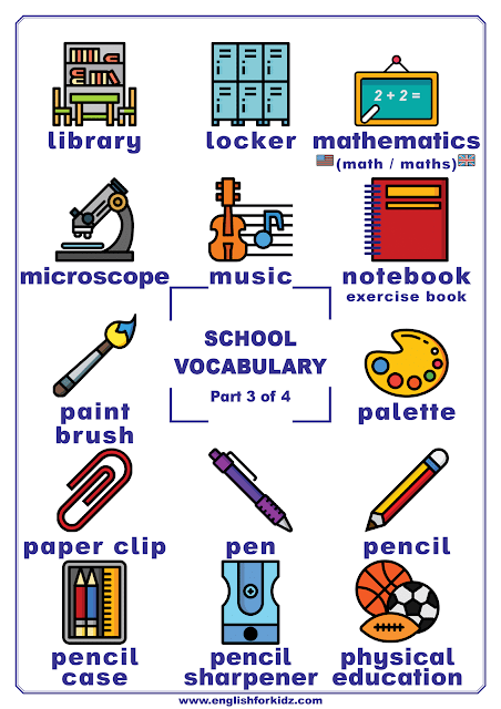 School Vocabulary Posters