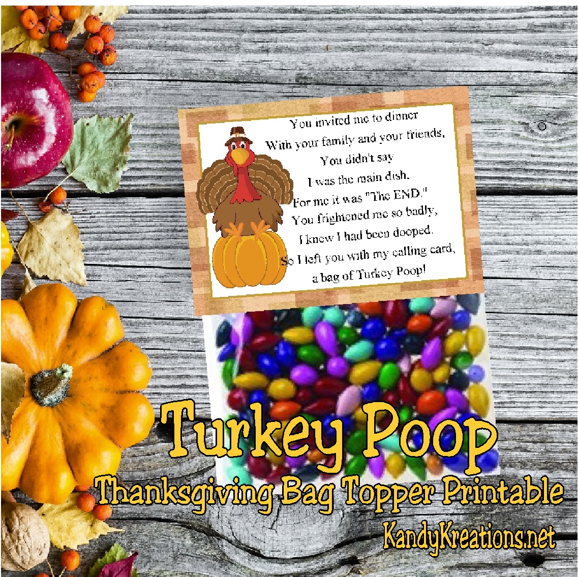 DIY Party Mom: Turkey Poop Printable Bag Topper for Thanksgiving Dinner