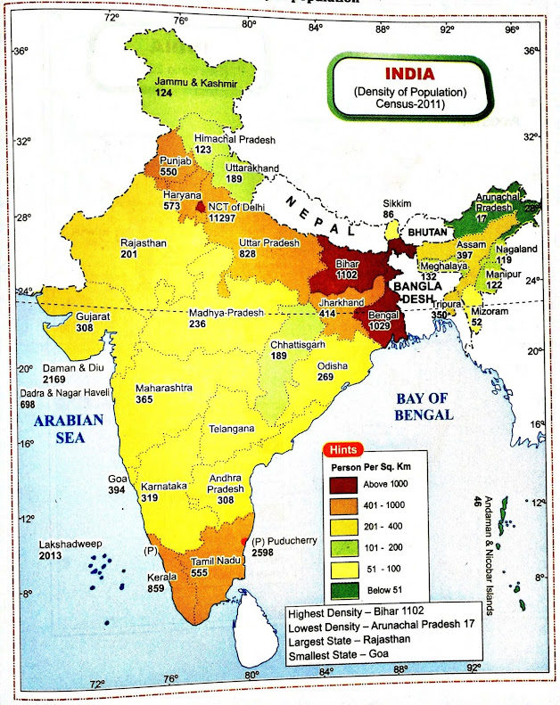 India Map - Population Density, Sex Ratio Census 2011, Annual Rainfall ...