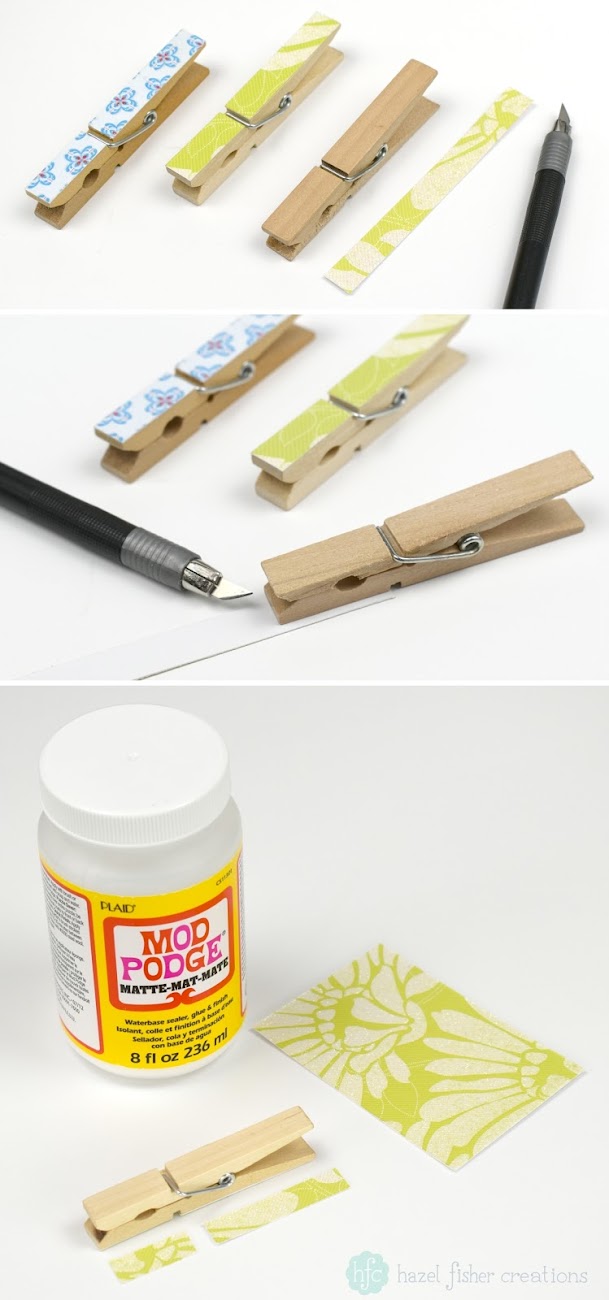 Hazel Fisher Creations: DIY Decorated Pegs and Binder Clips