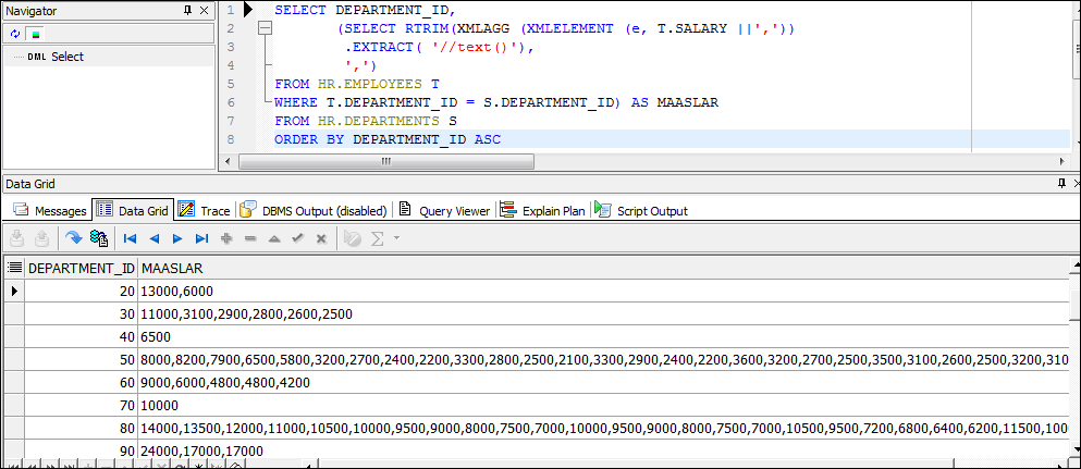 Oracle PL/SQL XMLAGG Kullanımı ve Sayısal Veri Üzerinde İşlem Yapmak ...