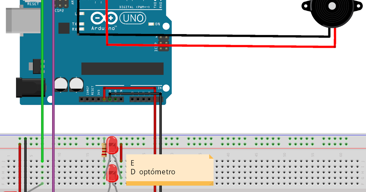 Opto interruptor, led y buzzer - Arduino / Fritzing ~ Xochimeh