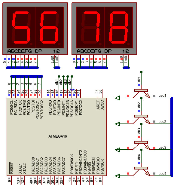 Atmega16 Đếm Từ 0-9999 Hiển Thị Led 7 Thanh - CodeVision
