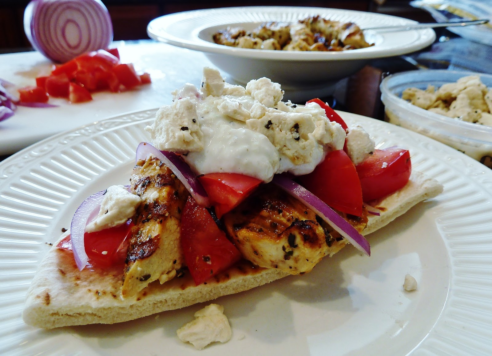 Christine's Kitchen Chronicles: Recipe Swap: Open-Faced Chicken Feta Gyros