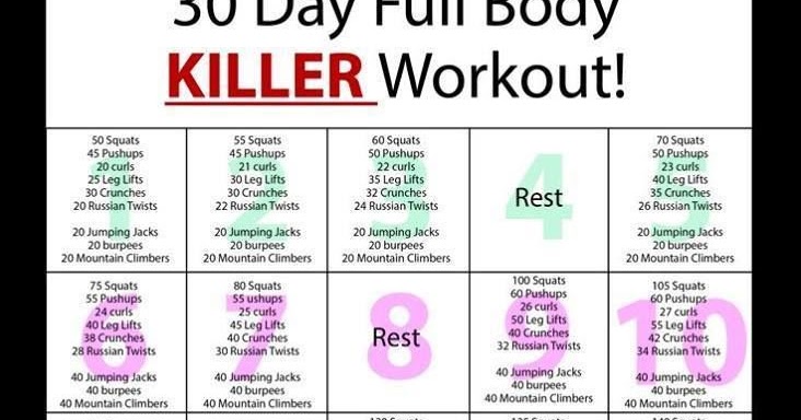 30 day full body killer workout challenge