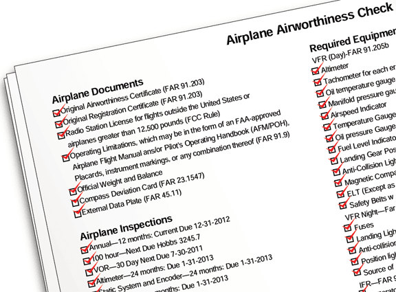 Preflight Assessment of the Aircraft