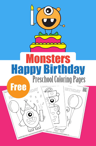 Happy birthday monsters coloring pages