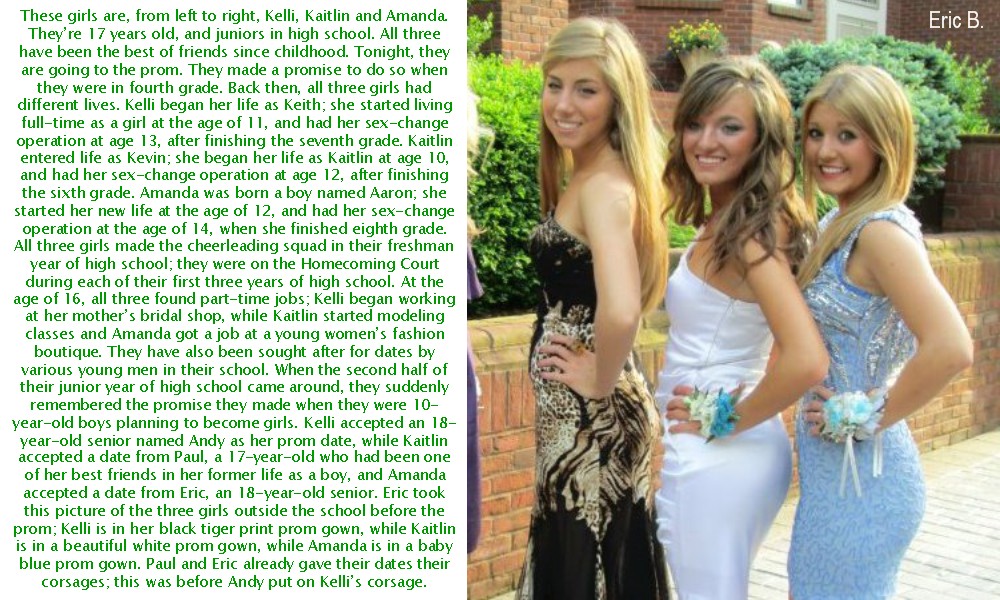 Eric's Transgender Captions: Kelli, Kaitlin and Amanda at the Prom