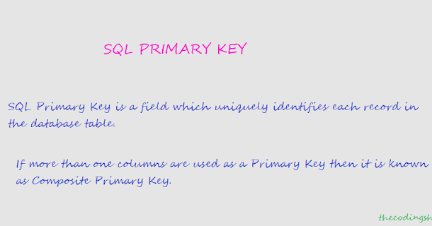 SQL Primary Key - The Coding Shala