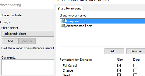 Folder Redirection permissions and GPO